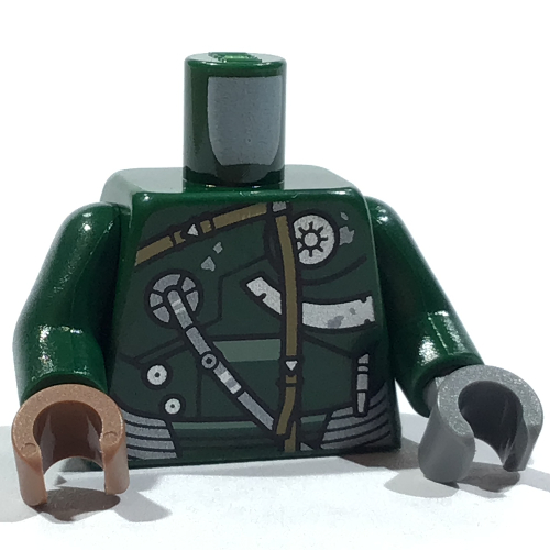 LEGO PART 973f041pr0001 Torso, Odd Hands, Tan Straps, Dark Bluish Grey ...