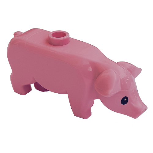 LEGO PART 87621pr0004 Animal, Pig, Large with Black Eyes and White ...