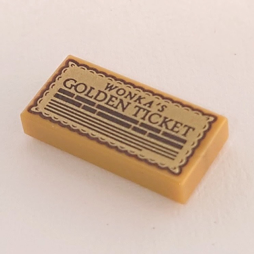 LEGO PART 3069bpr9903 Tile 1 x 2 with 'WONKA's GOLDEN TICKET' print ...