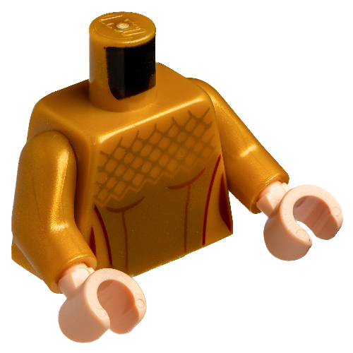 LEGO PART 973c21h02pr6979 Torso, Gold Dress, Dark Brown Trim print ...