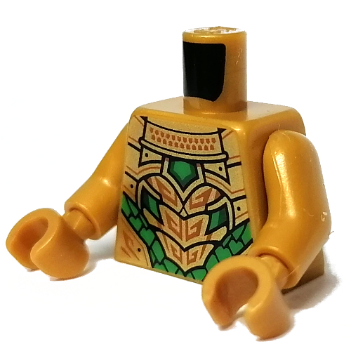 LEGO PART 973c21h21pr0007 Torso Armor with Green Stones print, Pearl ...