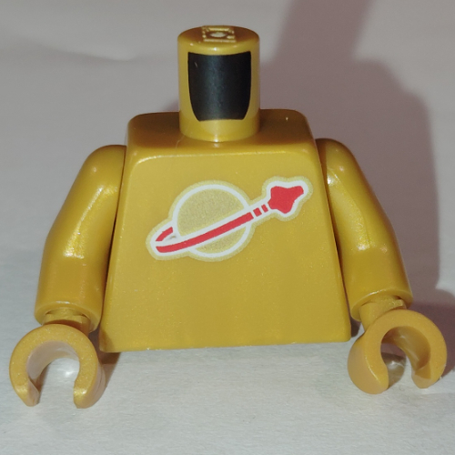 LEGO PART 973c21h21pr0008 Torso, Classic Space Logo print, Pearl Gold ...