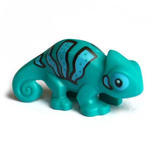 LEGO PART 57763pr0002 Animal, Chameleon with Azure Eye Patches and ...