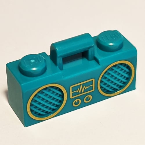 LEGO PART 93221pr0006 Equipment Radio / Boom Box with Handle with Gold ...
