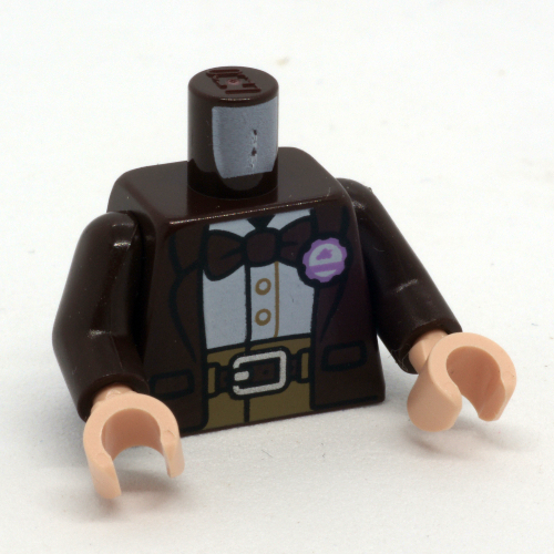 LEGO PART 973c07h02pr6570 Torso, Dark Tan Pants, Dark Brown Belt, White ...