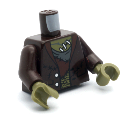 LEGO PART 973c07h20pr2093 Torso Open Jacket with Stapled Olive Skin and ...