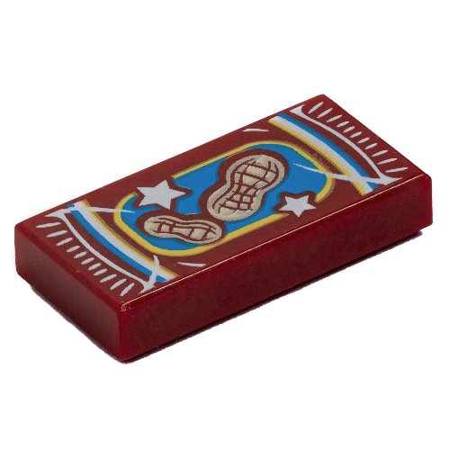 LEGO PART 3069bpr0292 Tile 1 x 2 with Peanut Package print ...