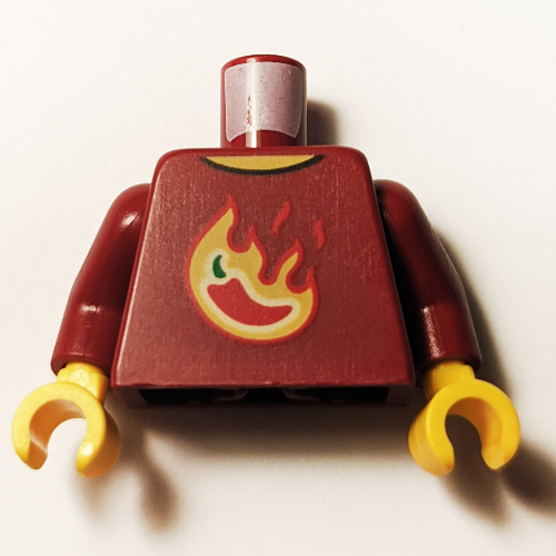 LEGO PART 973c10h01pr0002 Torso, Flaming Red Pepper/Chili print, Dark ...
