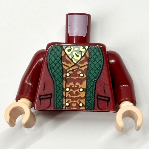 LEGO PART 973c10h02pr0008 Torso, jacket, Dark Green Lapels, Dark Orange ...