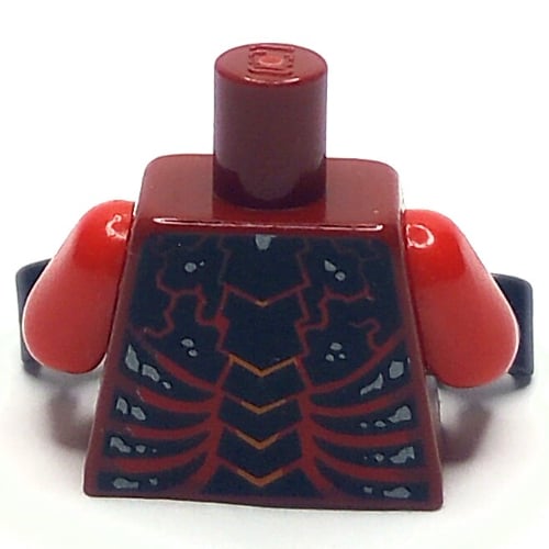 LEGO PART 973c22h03pr3212 Torso Bare Chest with Dark Red Bones, Cracks ...