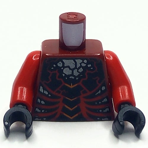 LEGO PART 973c22h03pr3212 Torso Bare Chest with Dark Red Bones, Cracks ...