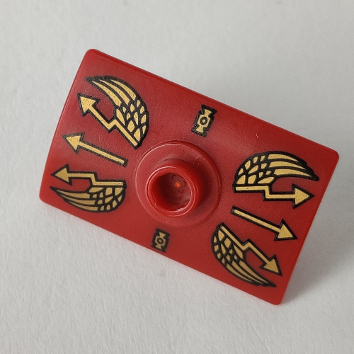 LEGO PART 98367pr0001 Shield Rectangular Curved with Stud with Gold ...