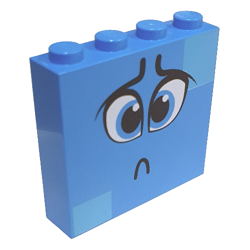 LEGO PART 49311pr0001 Brick 1 x 4 x 3 with Sad Face, Blue Eyes, Medium ...