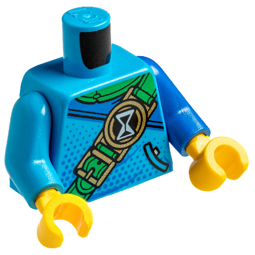 LEGO PART 973e128pr6611 Torso, Lime Strap, Black/White Hourglass Symbol ...
