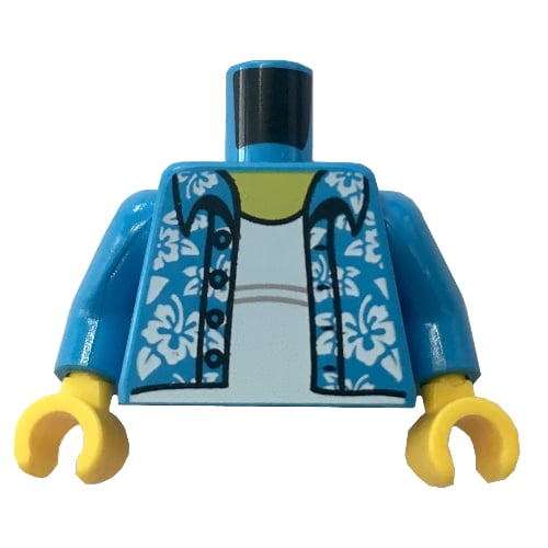 LEGO PART 973c04h01pr3817 Torso Hawaiian Shirt Open with White Flowers ...