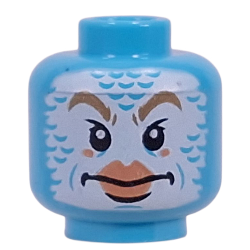 LEGO PART 28621pr9630 Minifig Head Chu, Light Aqua Face, Fish Scales ...