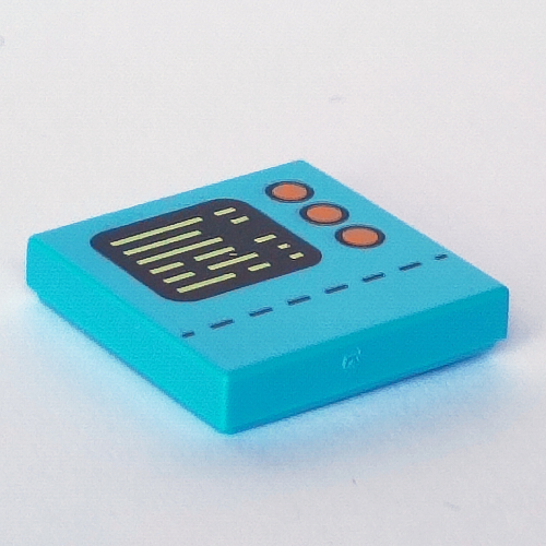 LEGO PART 3068bpr9448 Tile 2 x 2 with Black Screen, Orange Button print ...