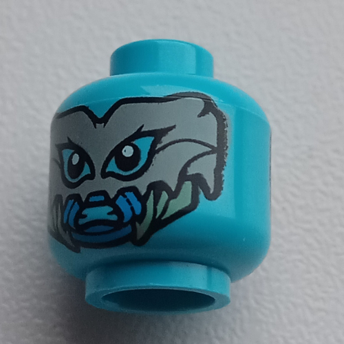 LEGO PART 3626cpr3753 Minifig Head Attuma, Silver Mask, Closed Mouth ...