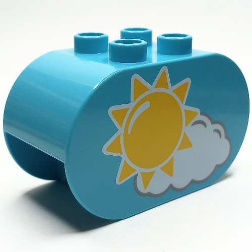 LEGO PART 4198pr0011 Duplo Brick 2 x 4 x 2 Rounded Ends with Sun and ...