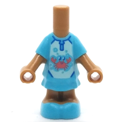 LEGO PART 69969pr0027 Microdoll Body Short Dress Medium Blue with Coral ...