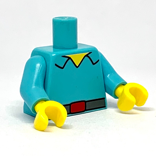 LEGO PART 973c42h01pr2618 Torso Shirt, Open Collar with Gray Belt with ...