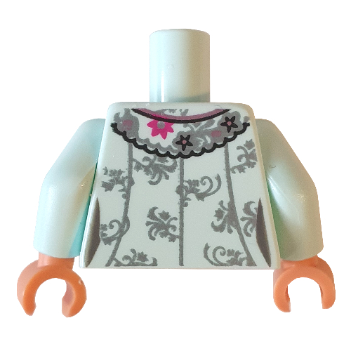 LEGO PART 973c15h23pr5364 Torso Dress, Magenta and Black Flowers ...