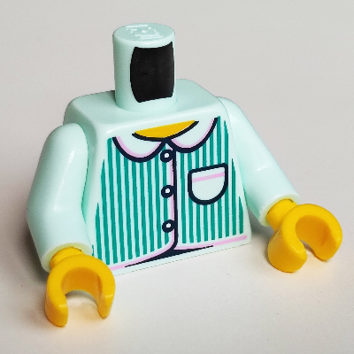 LEGO PART 973c15h01pr9999 Torso Shirt with Dark Turquoise Stripes and ...