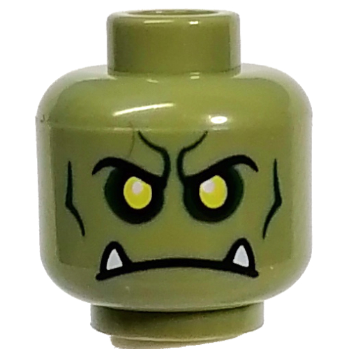LEGO PART 3626cpr9651 Minifig Head Orc, Yellow Eyes, Dark Green Contour ...
