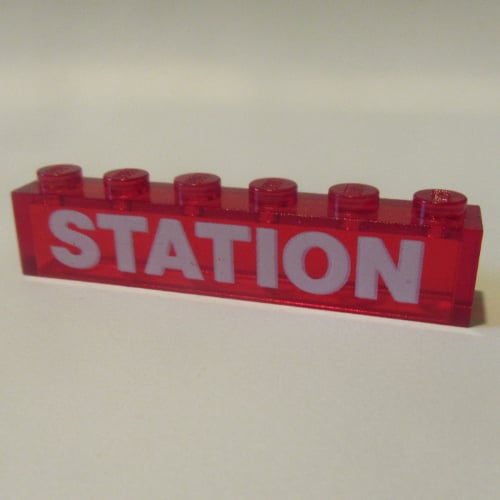 LEGO PART 3067pr0001 Brick 1 x 6 with No Bottom Tubes with White ...