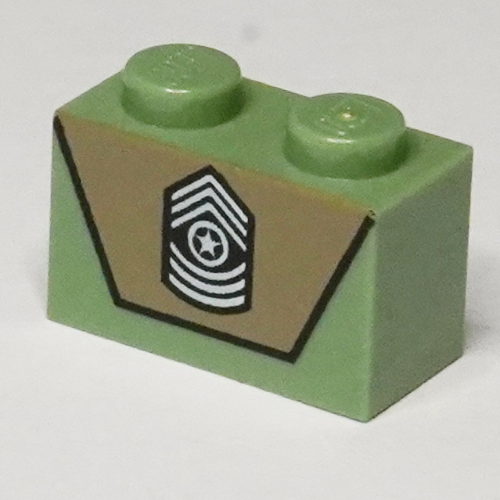 LEGO PART 3004pr0006 Brick 1 x 2 with Army Emblem on Dark Tan ...