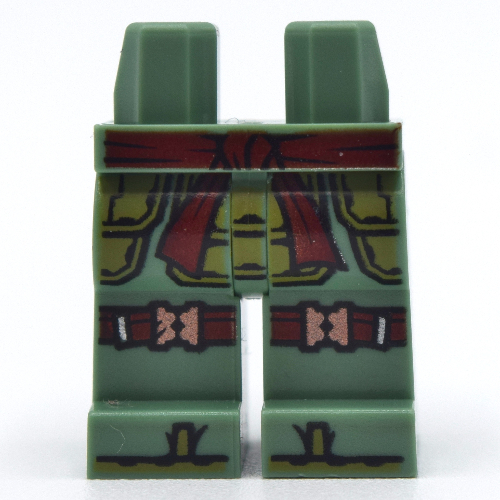 LEGO PART 970c25pr9881 Hips and Sand Green Legs with Dark Red Sash Belt ...