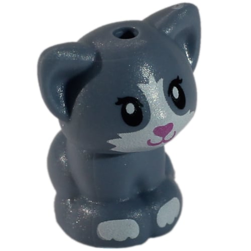 LEGO PART 69902pr0001 Animal, Cat, Kitten Sitting with Dark Pink Nose ...