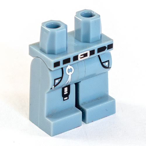 LEGO PART 970c24pr0713 Hips and Sand Blue Legs with Black Belt, Silver ...