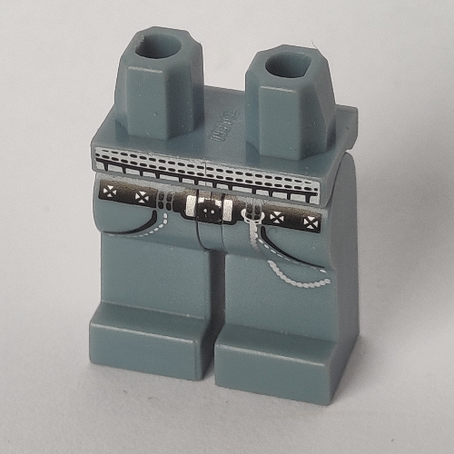 LEGO PART 970c24pr0185 Hips and Sand Blue Legs with Black Belt, White ...