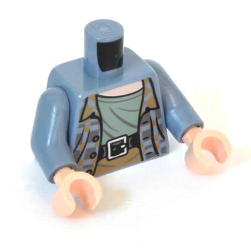 LEGO PART 973c24h02pr5324 Torso Jacket, Open over Sand Green Undershirt ...