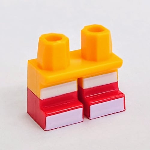 LEGO PART 16709pat22pr2523 Leg Short with Red Feet Pattern, White Knees ...