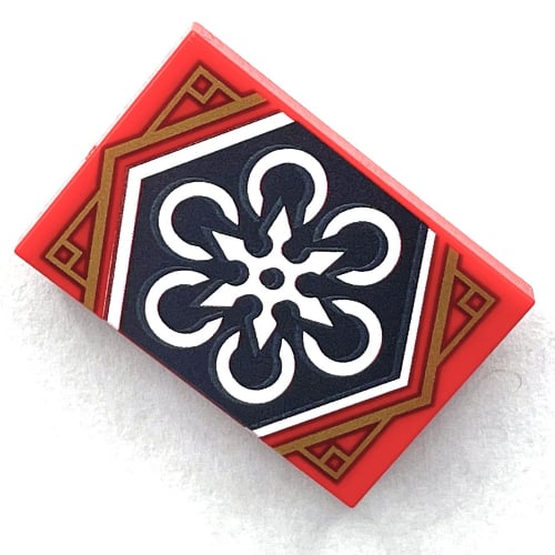LEGO PART 26603pr9996 Tile 2 x 3 with Black Ninjago Flag print ...