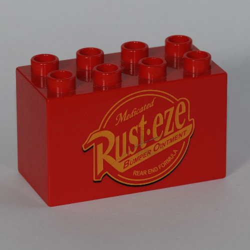 LEGO PART 31111pr9992 Duplo Brick 2 x 4 x 2 with 'Rust-eze' Logo Print ...
