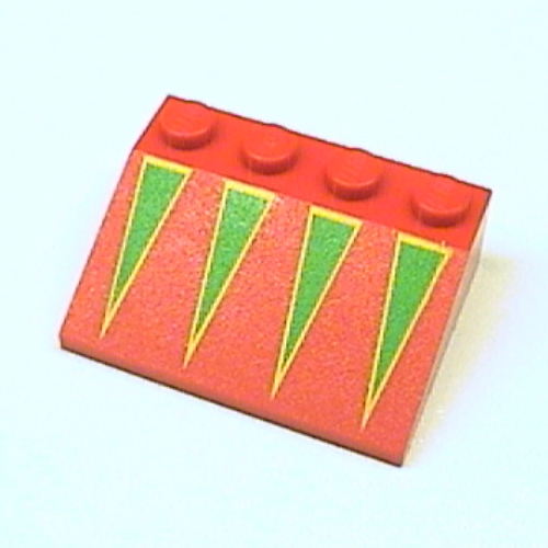 LEGO PART 3297pr0023 Slope 33° 3 x 4 with Green Triangles with Yellow ...