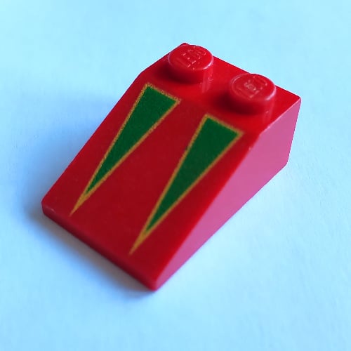 LEGO PART 3298pr0006 Slope 33° 3 x 2 with Green on Yellow Triangles ...