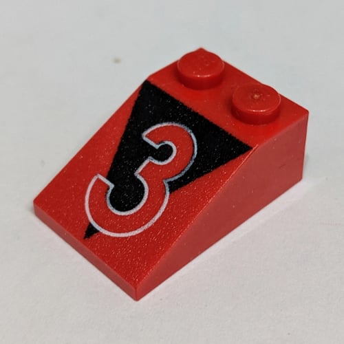 LEGO PART 3298pr0037 Slope 33° 3 x 2 with Red '3', Black Triangle Print ...