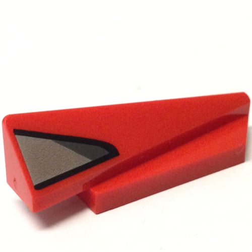 LEGO PART 3389pr0001 Wedge Sloped 1 x 5 x 1 1/3 Right with Silver/Black ...