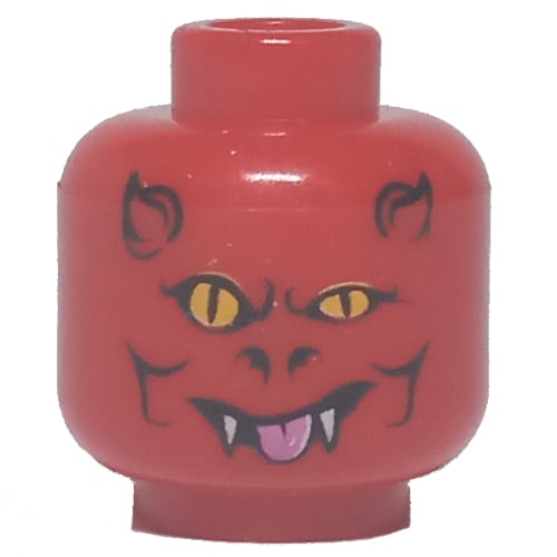 LEGO PART 3626bpr0611 Minifig Head Devil, Yellow Eyes, Horns Print ...