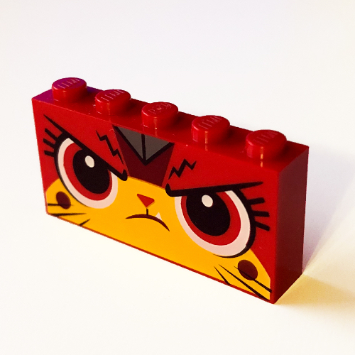 LEGO PART 39268pr0001 Brick 1 x 5 x 2 with Angry Unikitty, Red Eyes ...