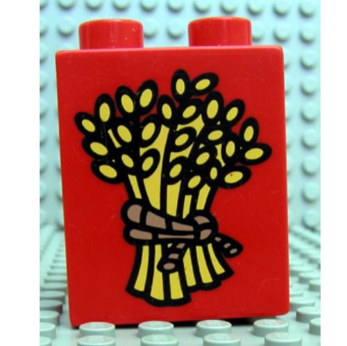 LEGO PART 4066pr0153 Duplo Brick 1 x 2 x 2 with Wheat and Braided Rope ...