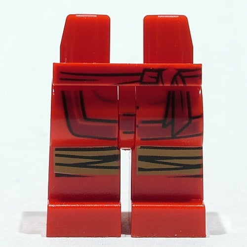 LEGO PART 970c22pr1725 Hips and Red Legs with Dark Red Sash, Dark Tan ...