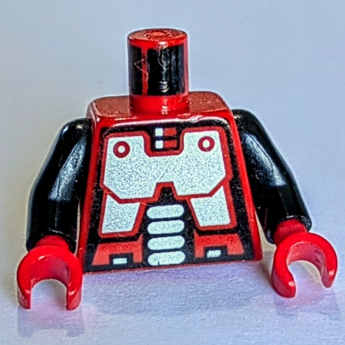 LEGO PART 973c03h22pr0063 Torso Robot Print (Spyrius), Black Arms, Red ...