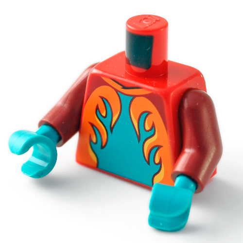 LEGO PART 973c10h46pr5758 Torso Race Jacket, Dark Turquoise, Orange ...