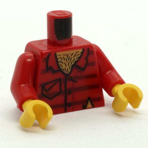 LEGO PART 973c22h01pr5125 Torso Shirt, Tattered with Dark Red Stripes ...