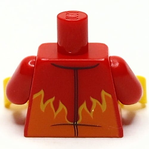 LEGO PART 973c22h01pr5737 Torso Shirt, Open with Flames, Lime ...